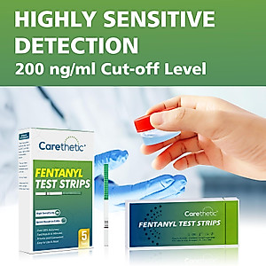 Fentanyl Test Strips - [5 Pack] Carethetic Fentanyl Testing Strips for Testing Drugs - Fentanyl Test Kit for Powder, Liquid & Pills | Quick & Highly Sensitive