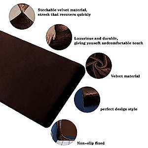 GUYIRT Velvet Sofa Seat Cushion Covers Stretch Individual Cushion Covers Soft Thick Furniture Protector Washable Sofa Cushion Slipcovers Non Slip Sofa Slipcover -Blue-4 Seater