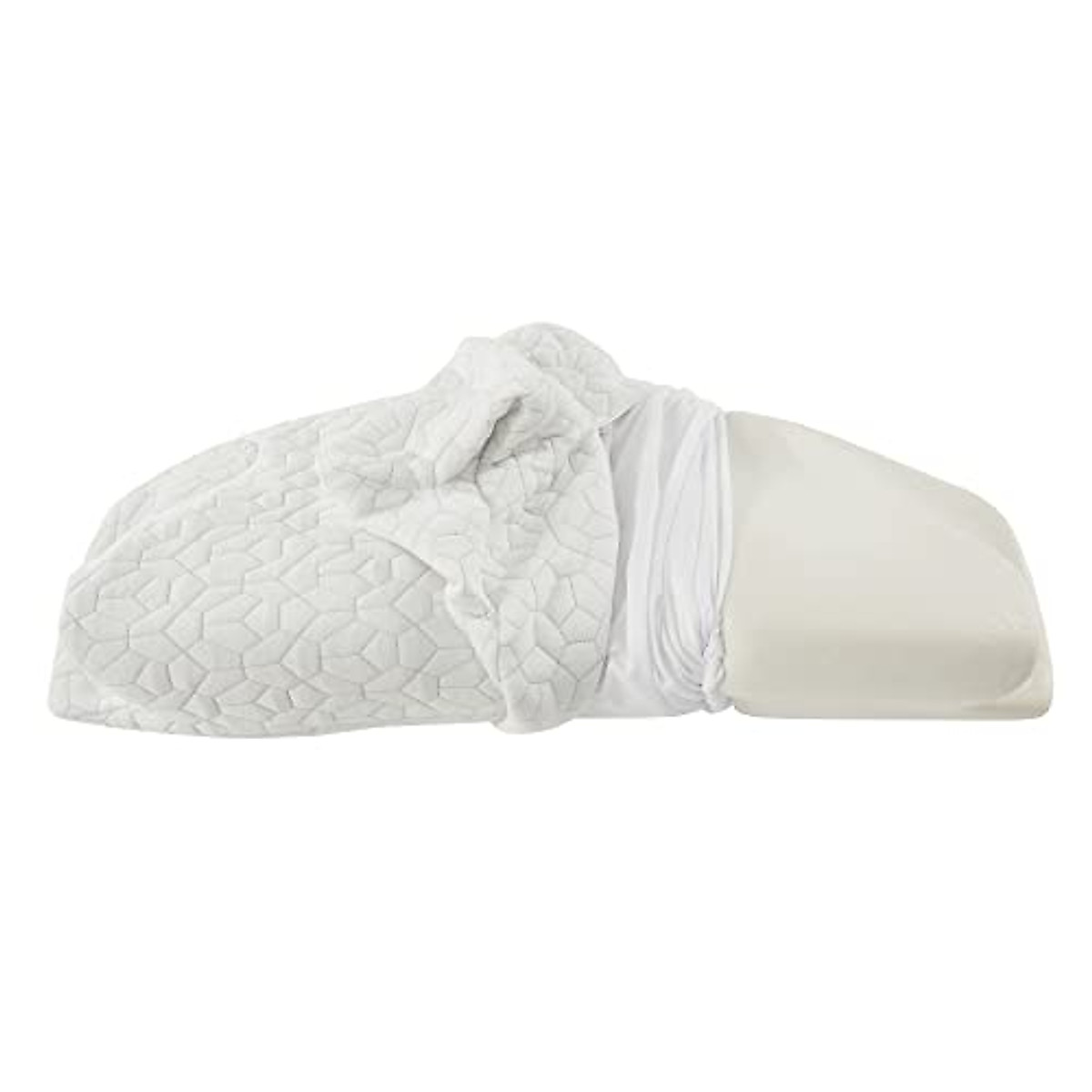 Sleep Philosophy Angel Winged Contour Cervical Memory Foam Pillow, for Back Stomach, Ergonomic Neck Support with Super Soft Removable Rayon from Bamboo Cover White, 27.5" L x 13" W x 4.5" H