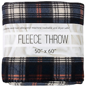 50x60 Throw Blankets, Plaid Fleece Throw Blankets for Bedroom, Couch, Livingroom, Chair, Pets, Outdoors