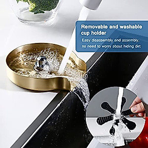 Kitchen Sink Glass Rinser,Faucet Glass Rinser for Kitchen Sinks,stainless steel Bottle Washer,Bar Glass Rinser,Kitchen Sink Accessories,Cup Rinser Bottle Washer (Brushed Gold)