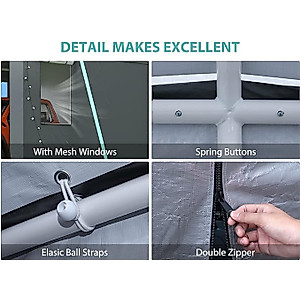 10x16 Carport, Heavy Duty Car Port with Galvanized Steel Frame, Removable Sidewalls & Doors, Portable Garage with Bindings, Sandbags and Lights, Car Shelter Shed Canopy for SUV, Truck, Boats