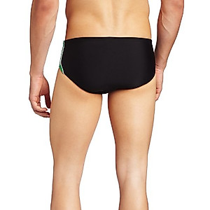 Speedo Men's Mercury Splice Endurance Plus Brief Swimsuit, Black/Green, 26