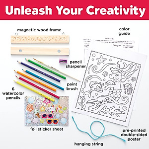 Faber-Castell Paint by Number Mermaid Pets - Kids Watercolor Mermaid Craft for Ages 6-8+