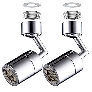 2 Pack Dual-Function 2-Flow Sprayer Faucet Head, 720 Degree Swivel Faucet Aerator, Large-Angle Rotating Splash Filter Faucet, Faucet Replacement Part-55/64-27UNS Inch Female Thread Faucet