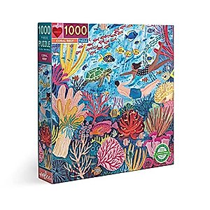 eeBoo: Piece and Love Coral Reef 1000 Piece Square Adult Jigsaw Puzzle, Puzzle for Adults and Families, Glossy, Sturdy Pieces and Minimal Puzzle Dust