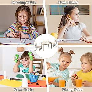 DOREROOM Kids Table and 2 Chairs Set, Height Adjustable (17.7"-26.1") Toddler Table and Chair Set, Multi-Activity Table with Graffiti Desktop, Children’s Table and Chairs for Classroom, Home & Daycare