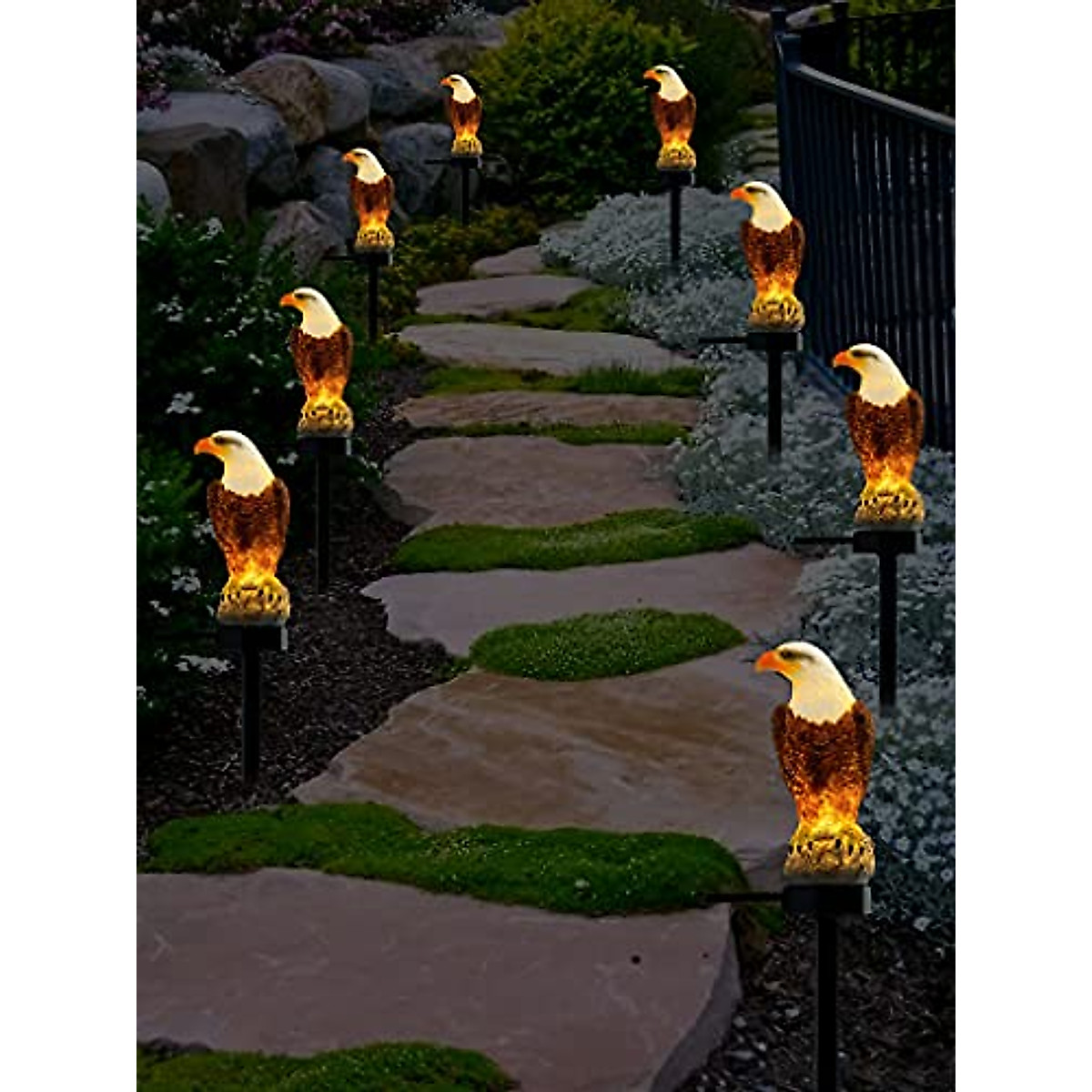 CHUANGFENG Eagle Figurine Garden Solar Stake Light Solar Eagle Lights Outdoor Decorative Bright Light Eagle Statue for Garden, Lawn,Patio,Yard Decoration (2pack