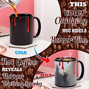 MUGKISS Halloween Coffee Mug, Gift for Fans Who Like Walking Dead,Zombie Coffee Cup Ceramic Heat-Sensitive Color Changing Mug (11oz), Spooky Horror Gifts for Mens