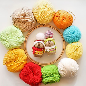 oAutoSjy 2 Pack Soft Milk Cotton Yarn Skeins Wool Yarn for Crocheting & Knitting Hand Knitted Yarn Weaving Yarn Solid Color Knitting Yarn Crochet Yarn Craft Materials for DIY Doll Sweater Scarf Shawl