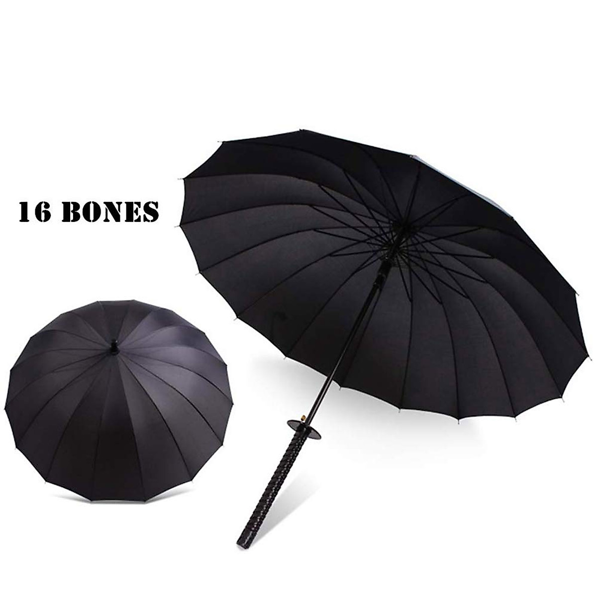 Neutral Samurai Umbrella， Japanese Umbrella Samurai Umbrella， Creative Strong Windproof Semi-Automatic Umbrella ，Decoration Cool Birthday Gift， Anime Same Umbrella (16 bone)