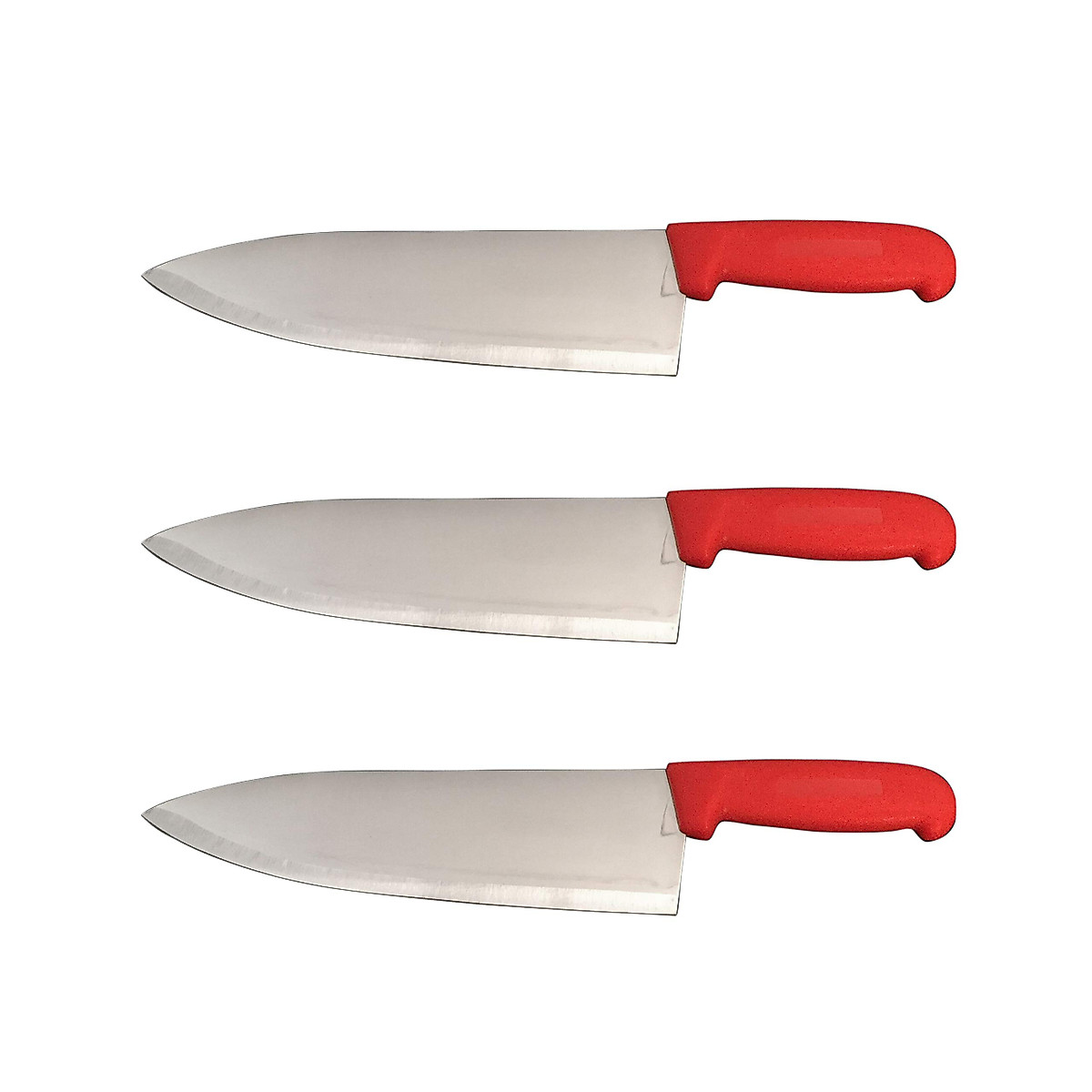 Cozzini Cutlery Imports Set of 3-10” Chef Knives Cook French Stainless Steel (Red)