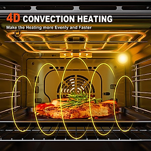 24" Single Wall Oven, 2.3 Cu.ft. Built-in Electric Wall Oven 9 Cooking Functions, Convection Wall Oven with Sensitive Touch Control, Timer, Stainless Steel Finish, For Kitchen, ETL Certified