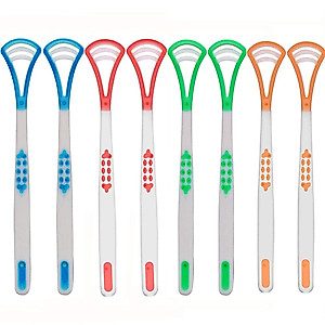 8 Pack Tongue Scraper,Plastic Tongue Cleaner for Reduce Bad Breath,Double-Sided Oral Care Tool