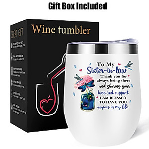 Qatdey Sister in Law Gifts Wine Tumbler, Sister in Law Birthday Gift Ideas, Best Gifts for Sister in Law Mug, Wedding Gifts for Sister-in-Law, Future Sister in Law Gifts from Sister in Law 12 oz Cup