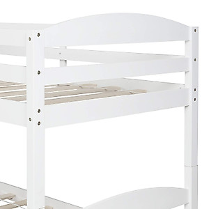 Harper & Bright Designs Quad Bunk Bed with Trundle, L Shaped Bunk Bed for 4 Kids, Wooden Twin Bunk Bed Frame for Kids Teens Adults - White