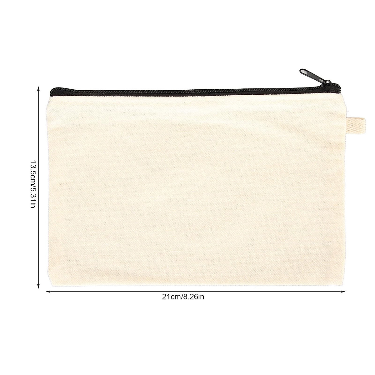Serlium Canvas Cosmetic Bag 10PCS Blank Canvas Pencil Case with Black Lanyard Portable Multipurpose Blank DIY Craft Bag for Travel Makeup Bag(White)