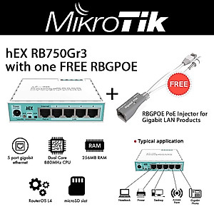 Mikrotik hEX RB750Gr3 Router Gigabit 5 Ports with Free RBGPOE POE Injector for Gigabit LAN Products