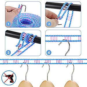 HISAFA 3-Pack Windproof Clothesline with Hooks – 2023 Upgrade Thicker and Stronger, PE Material, 16ft – Ideal for Indoor/Outdoor Use & Travel