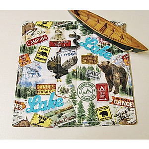 Mountain Adventures Tea Towels (Set of 2) Made in the USA Wildlife Outdoor Theme Cabin RV Print