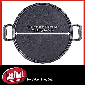 TableCraft 13.5" Pre-seasoned Cast Iron Baking and Pizza Pan | Commerical Quality for Restaurant or Home Kitchen Use
