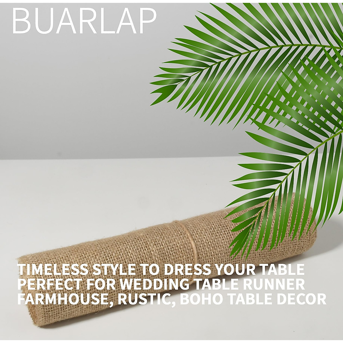 ANQLRMD 10 Pack Burlap Table Runners Bulk (12 x 108inches Long), Runner for Wedding, Party Table Decorations, Boho Décor - Natural Rustic Jute Burlap Runner for Table