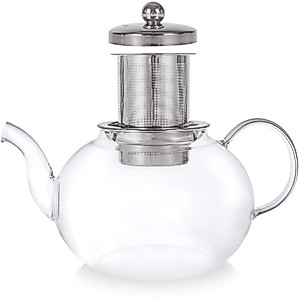 Teabloom Heatproof Glass Teapot with Stainless Steel Infuser – Stovetop Safe Kettle – Florence Tea Maker