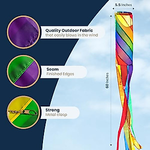 Madrona Brands Spiral Rainbow Windsock | Durable Outdoor Hanging Decoration | Yard, Garden, Deck, Patio and More | 60-Inch