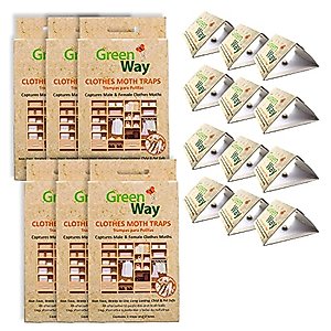 Greenway Clothing Moth Traps (12 Traps) - Moth Traps for Clothes Closets - Alternative to Cedar Balls and Moth Balls for Closet - Pheromone Attractant & Eco Friendly