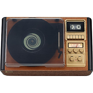 JENSEN JTA-385 JTA-385 3-Speed Belt-Drive Turntable with Pitch Control, Cassette Player/Recorder, AM/FM Stereo Radio, and Built-in Speakers