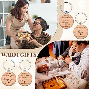 Siifert 60 Pcs Christian Keychain Bulk Religious Bible Verse Inspirational Wooden Quotes Keychain for Women Men Church(Vivid Style)