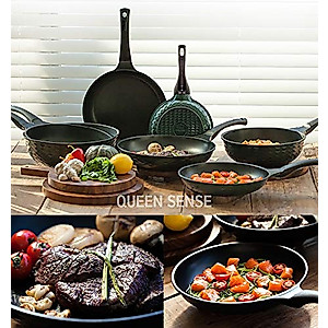 Queensense Premium Titanium 5-Coated Non-Stick Frying Pan Wok 30cm