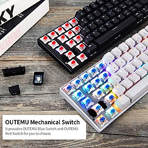 Motospeed CK62 61 Keys RGB Mechanical Keyboard USB Wired BT Dual Mode Gaming Keyboard Pink with OUTEMU Red Switches