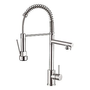 APPASO Kitchen Faucet with Pot Filler, Commercial Pre-Rinse High Arc Kitchen Sink Faucet with Pull-Out Spring Spout, Professional Single Handle Faucets for Kitchen Sink, Brushed Nickel