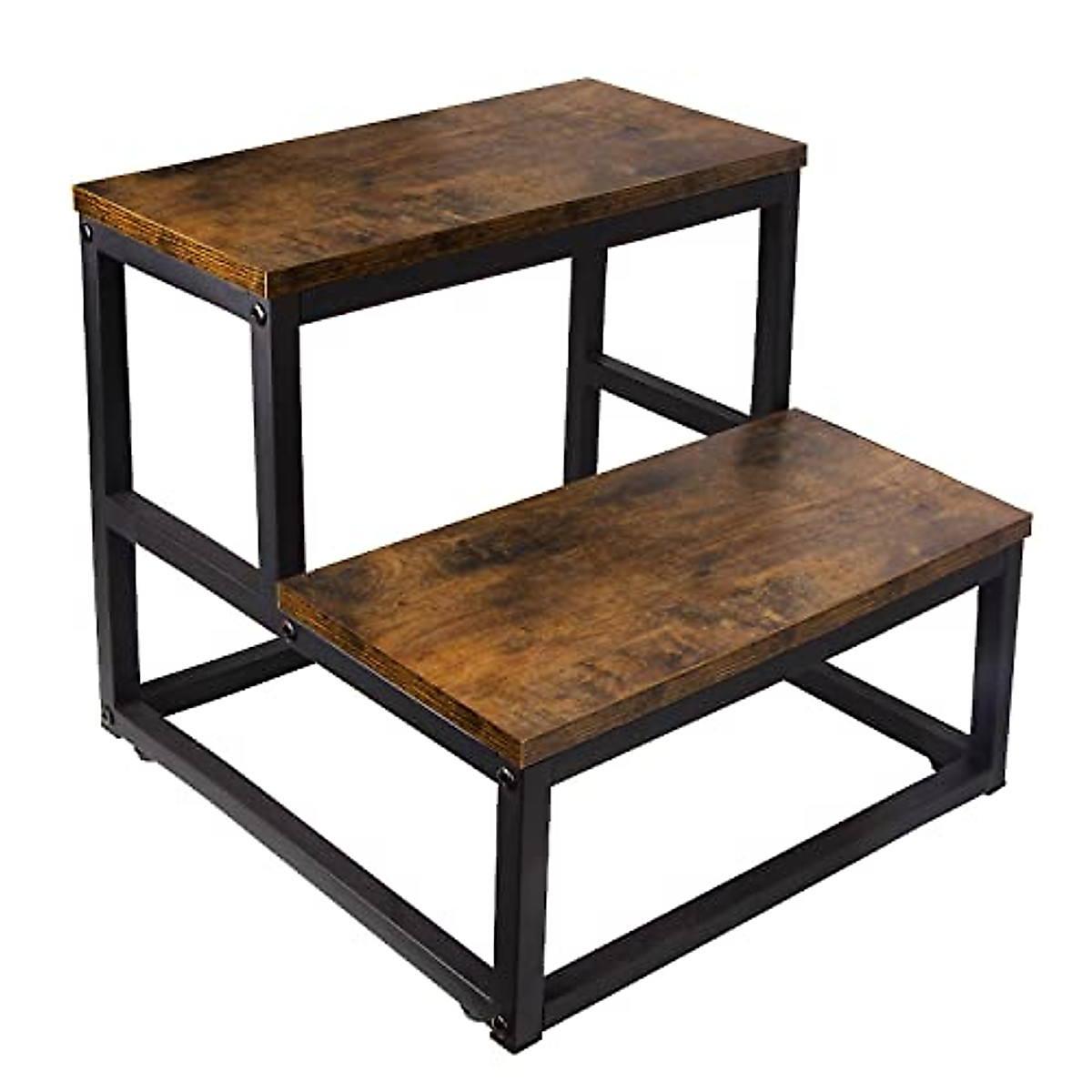 Wooden Step Stools for Adults Kids - Heavy Duty Bedside 2 Step Stool for High Beds Kitchen Bathroom