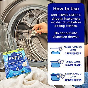 Dropps Odor & Stain Biobased Power Laundry Detergent Pods, Lavender Meadow (32 Pods) - HE Compatible Laundry Pods for Fresh Clothes - Washing Detergent Soap Supplies & Recyclable Packaging