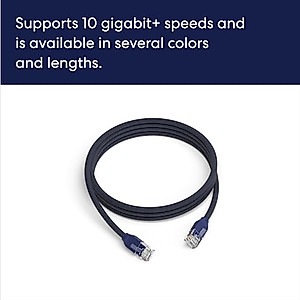 Amazon eero CAT6a Ethernet cable - Supports 10 gigabit+ speeds, 5 foot, 5-pack, Midnight Blue