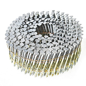 findmall 3600 Count Siding Nails 1-3/4 Inch by .092 Inch 15 Degree Ring Shank Hot-Dipped Galvanized Collated Wire Coil