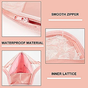 PH PandaHall 1pc Makeup Brushes Travel Case Pink Makeup Brush Holder Portable Cosmetic Bag Storage Organizer Foldable Makeup Organizer Bag with Zipper for Travel Bathroom Brush Lip Gloss