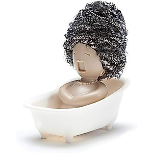 PELEG DESIGN - Soap Opera Sponge Holder for Kitchen Sink Cute & Funny Dish Scrubber Holder Kitchen Organizer- Includes 1 Metal Scrubber