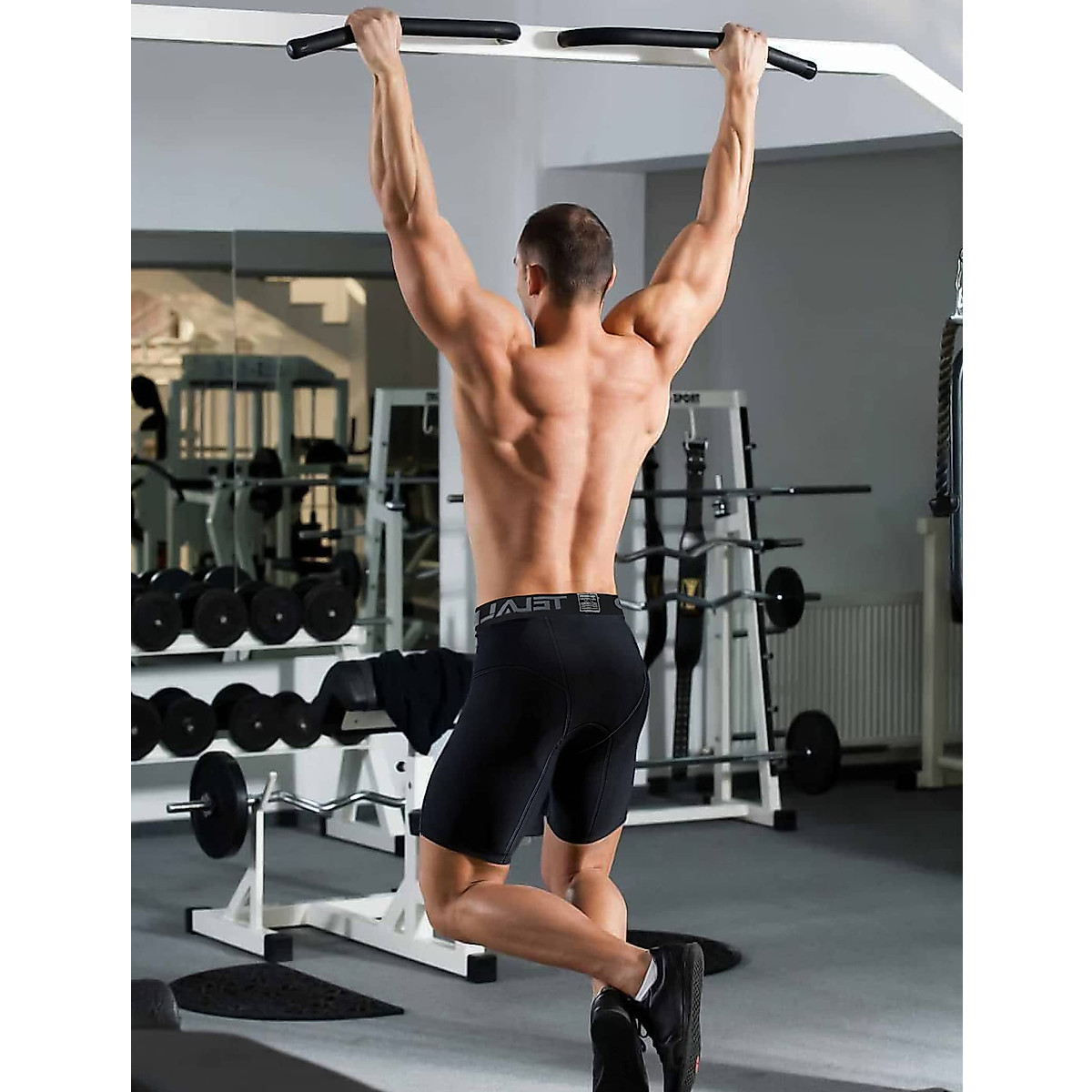 TELALEO 5 Pack Compression Shorts for Men Spandex Sport Shorts Athletic Workout Running Performance Baselayer Underwear Black/Double Blue/Double Gray XL