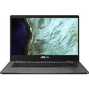 2021 Newest ASUS Chromebook Laptop, 14" HD Non-Touch Display, Intel Celeron N3350 Processor, 4GB Memory, 32GB eMMC SSD, Wi-Fi, Bluetooth, Webcam, Chrome OS, KKE 64GB MicroSD Card, Grey