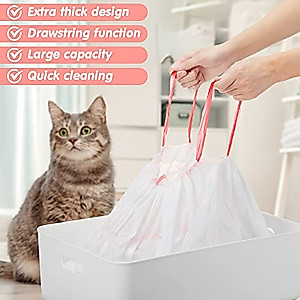 Thenshop 60 Count Litter Box Liners 36'' x 18'' Jumbo Cat Pan Liners Drawstring Cat Supplies Extra Large Disposable Cat Litter Bags Cat Box Liners for Trash Waste Easy Cleaning Litterbox Tidy()