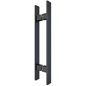 BARNSMITH 36" Barn Door Push Pull Handle,Heavy Duty Grade-304 Stainless Steel Square Commercial Door Handle,Entrance Entry Front Door Handle Office Handle Pull Set for Wood Door Glass Door,Black