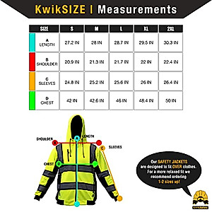KwikSafety - Charlotte, NC - SAGE Safety Jacket [PREMIUM QUILTED STITCHING] Class 3 ANSI Tested OSHA Compliant Mens Fleece Hoodie/Yellow XL