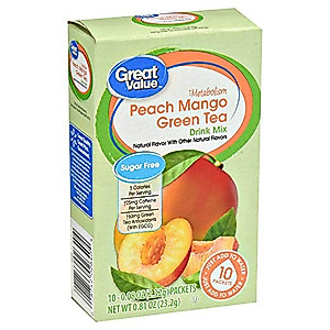 Great Value Metabolism Peach Mango Green Tea Drink Mix, 10ct (Pack of 2)