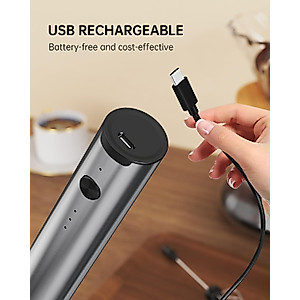 CIRCLE JOY Powerful Milk Frother Handheld with 3-Speed, Coffee Frother Wand Rechargeable Mini Drink Mixer with 2 Stainless Steel Whisk for Matcha, Hot Chocolate, Cappuccino,& Egg Mini Frother