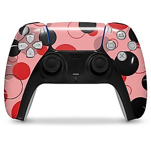 WraptorSkinz Skin Wrap compatible with Sony PS5 DualSense Controller Lots of Dots Red on Pink (CONTROLLER NOT INCLUDED)