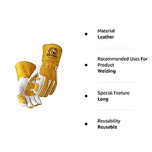 Revco GM1611 Top Grain Leather Cowhide MIG Welding Gloves with Reinforced Palm & Thumb & Index Finger, Seamless Forefinger, 5" Cuff for Extra Protection (Medium)
