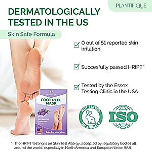 PLANTIFIQUE Foot Peel Mask with Lavender 2 Pack Peeling Foot Mask Dermatologically Tested - Repairs Heels, Removes Dead Skin for Baby Soft Feet - Exfoliating Foot Peel Mask for Dry Cracked Feet
